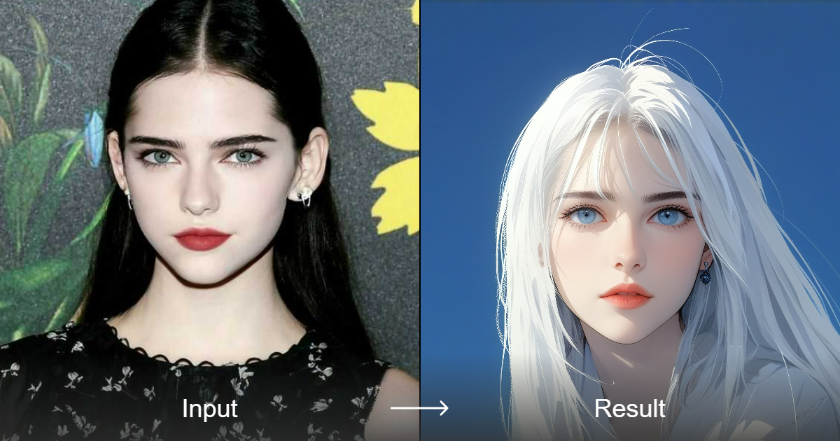 White Hair Avatar Style Converter | a1.art